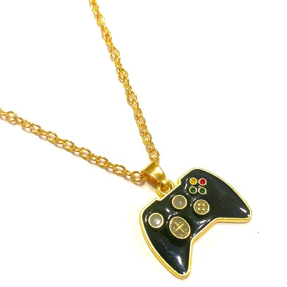 Jewelry | Video Game Controller Necklace Gold Tone Black Gamer Retro ...